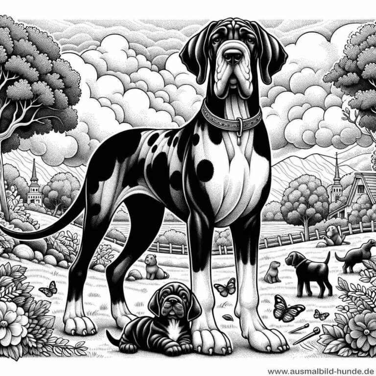 Ausmalbild Hunde, kostenlose Hunde Ausmalbilder für Kinder